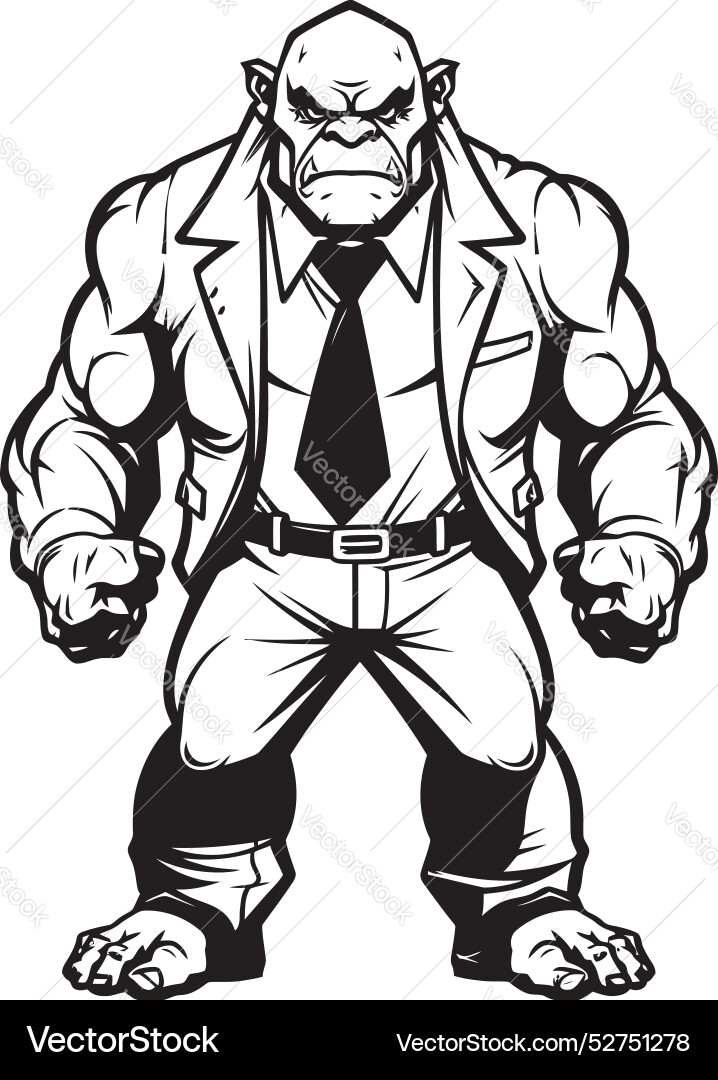 Formal fighter orc in business suit emblem Vector Image