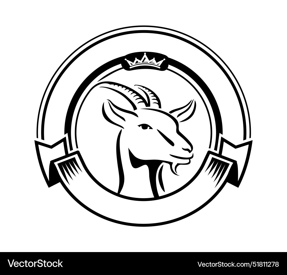 Goat head emblem logo icon Royalty Free Vector Image