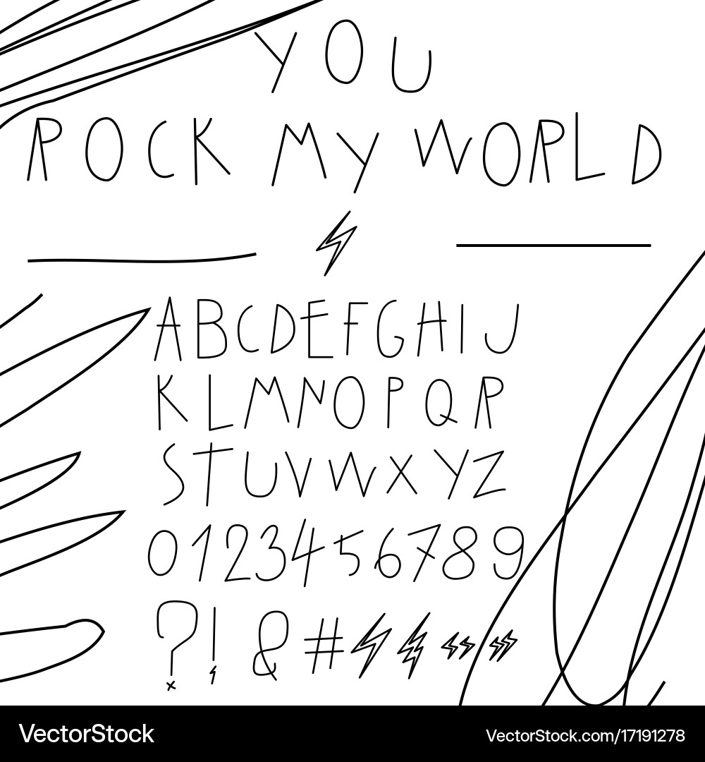 Hand drawn doodle font set Royalty Free Vector Image