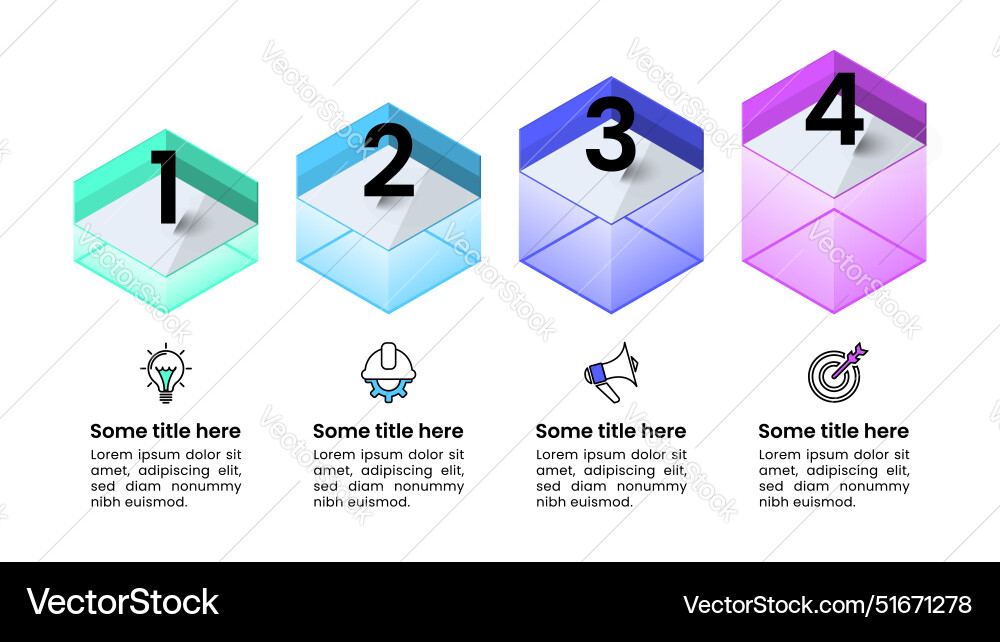 Infographic template growing isometric squares Vector Image