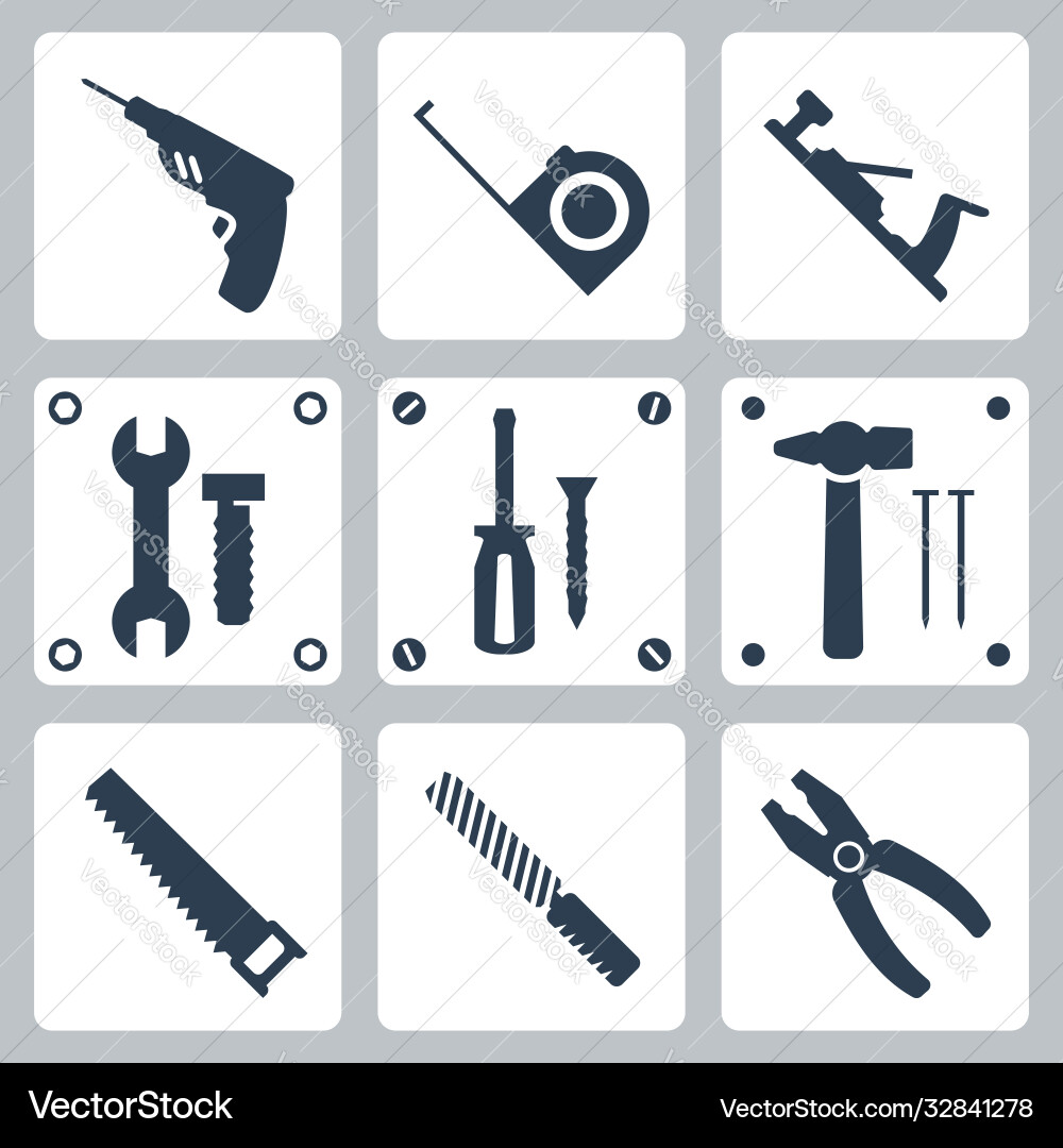 Isolated tools icons set Royalty Free Vector Image