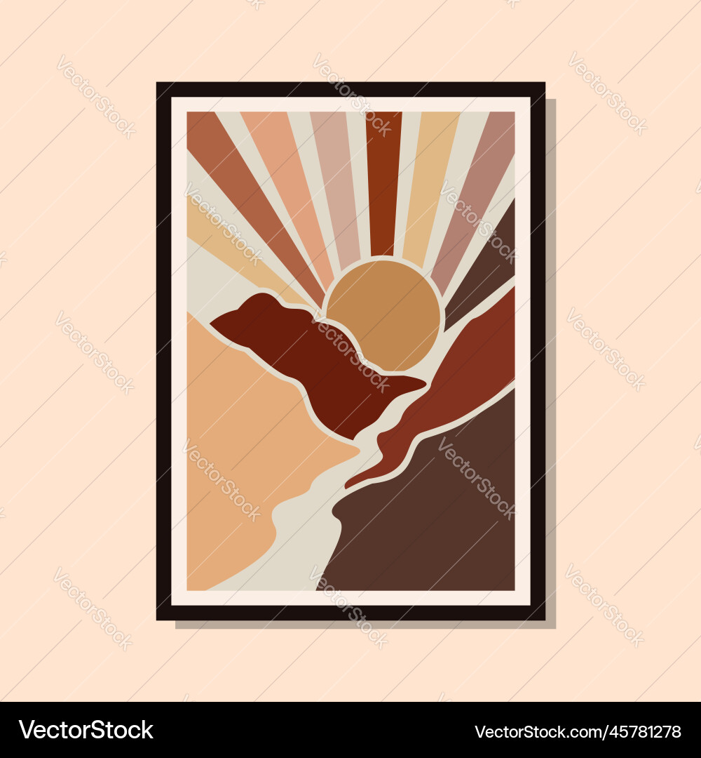 Landscape art boho template Royalty Free Vector Image