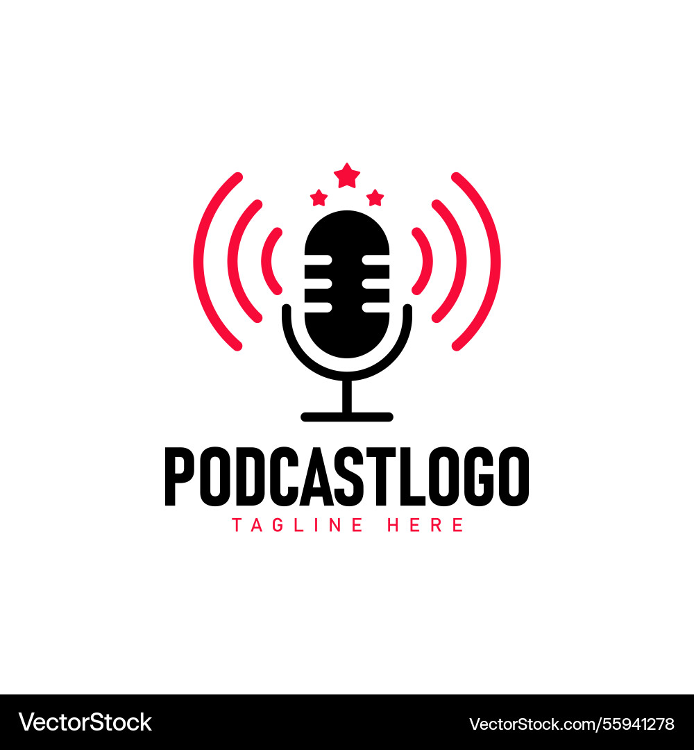 Minimalist podcast logo design Royalty Free Vector Image