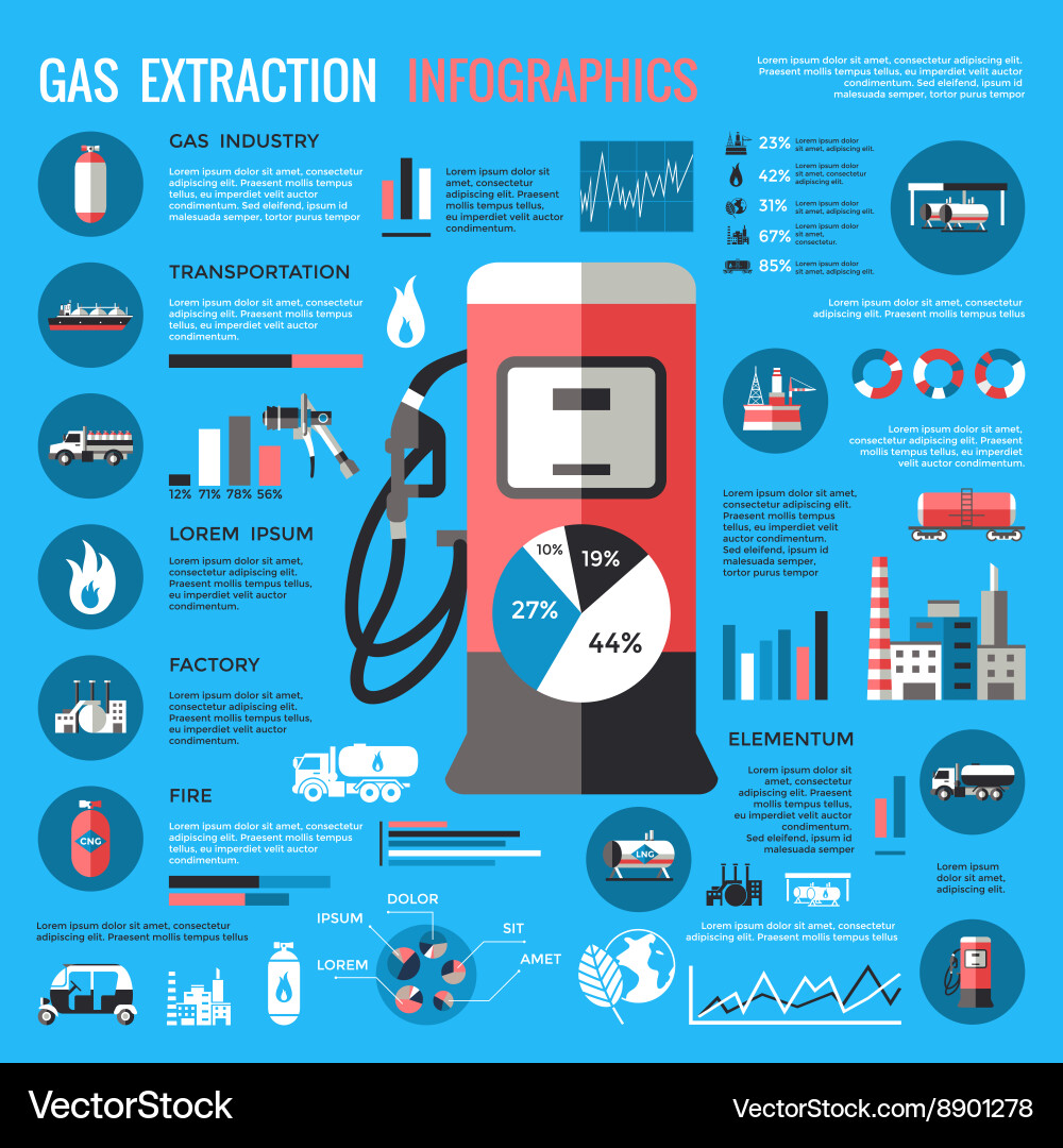 Natural gas extraction infographics Royalty Free Vector