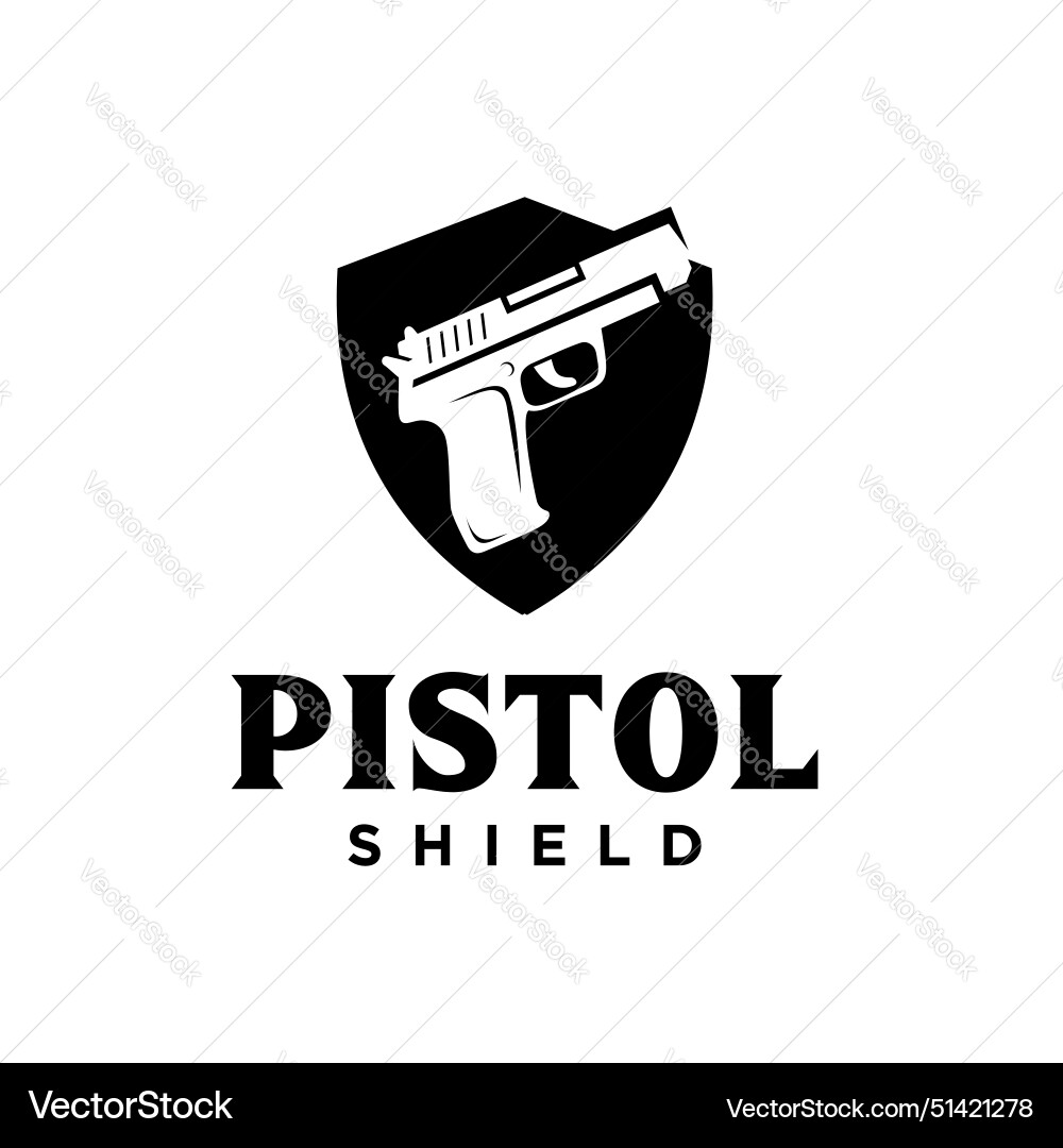Pistolen mit Schild als Emblem Logo Vorlage Vektorbild
