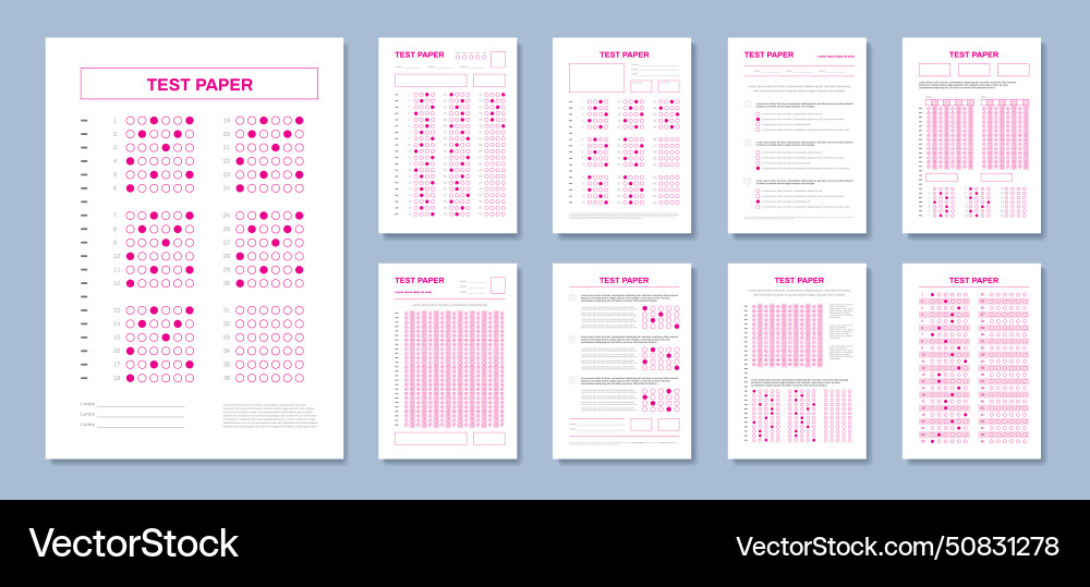 Test paper answers set Royalty Free Vector Image
