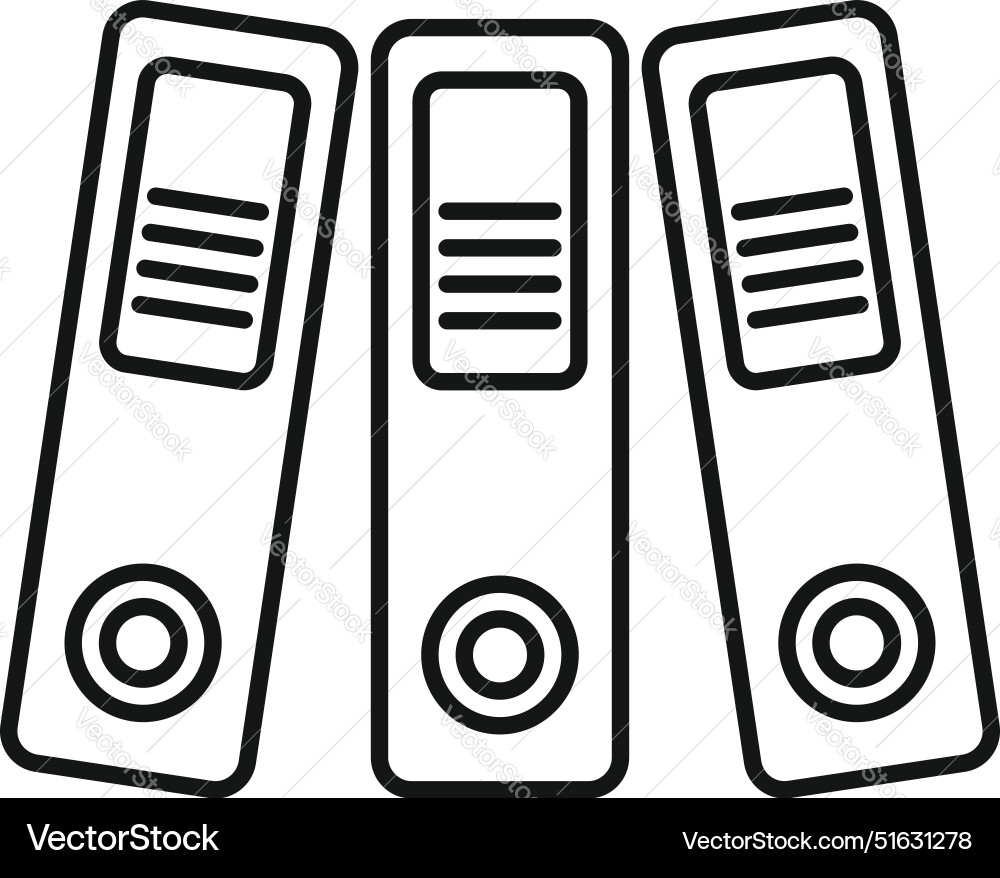 Three office binders standing up in orderly Vector Image