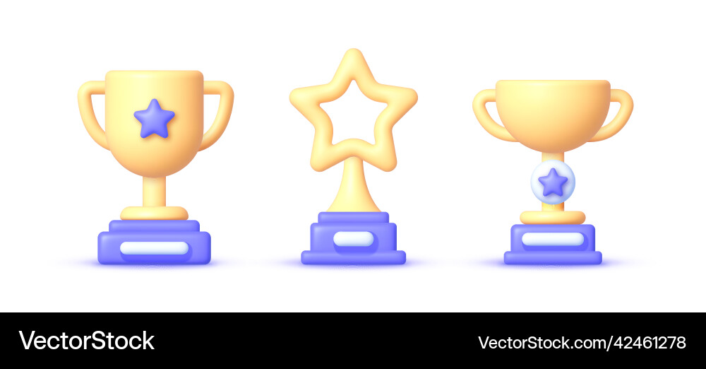 Trophy 3d set in realistic style Royalty Free Vector Image