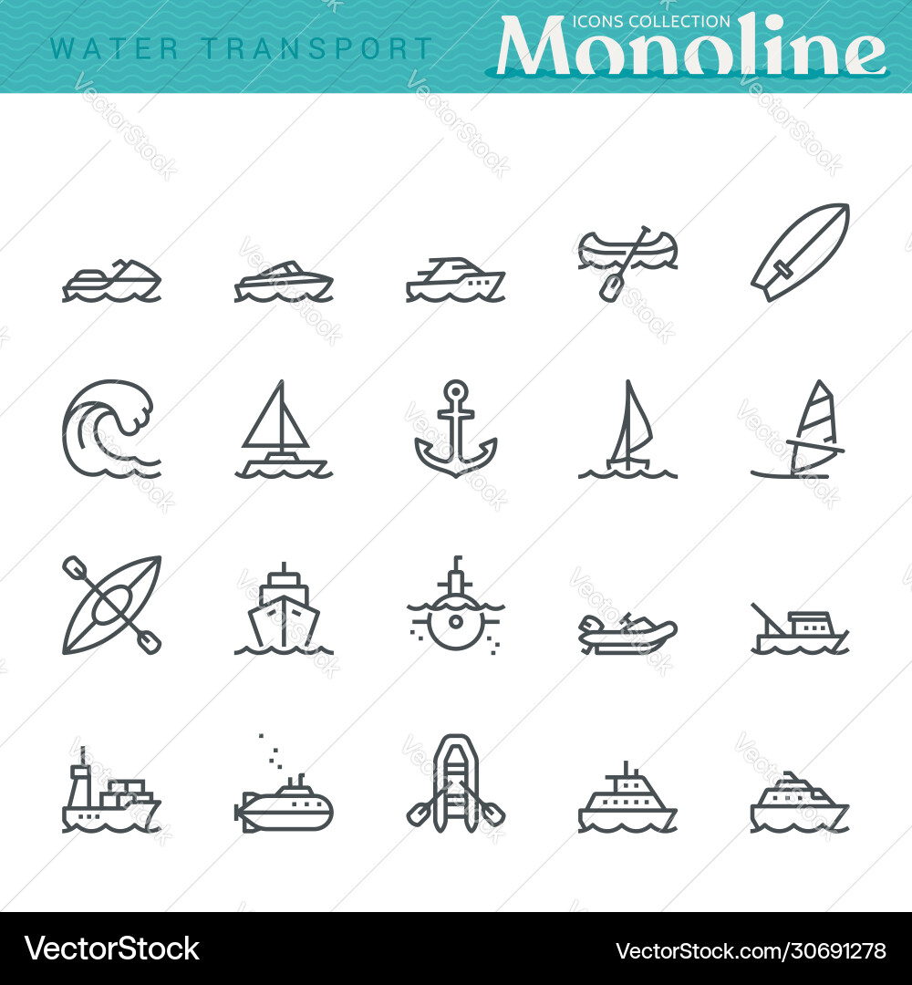 Water transport icons Royalty Free Vector Image