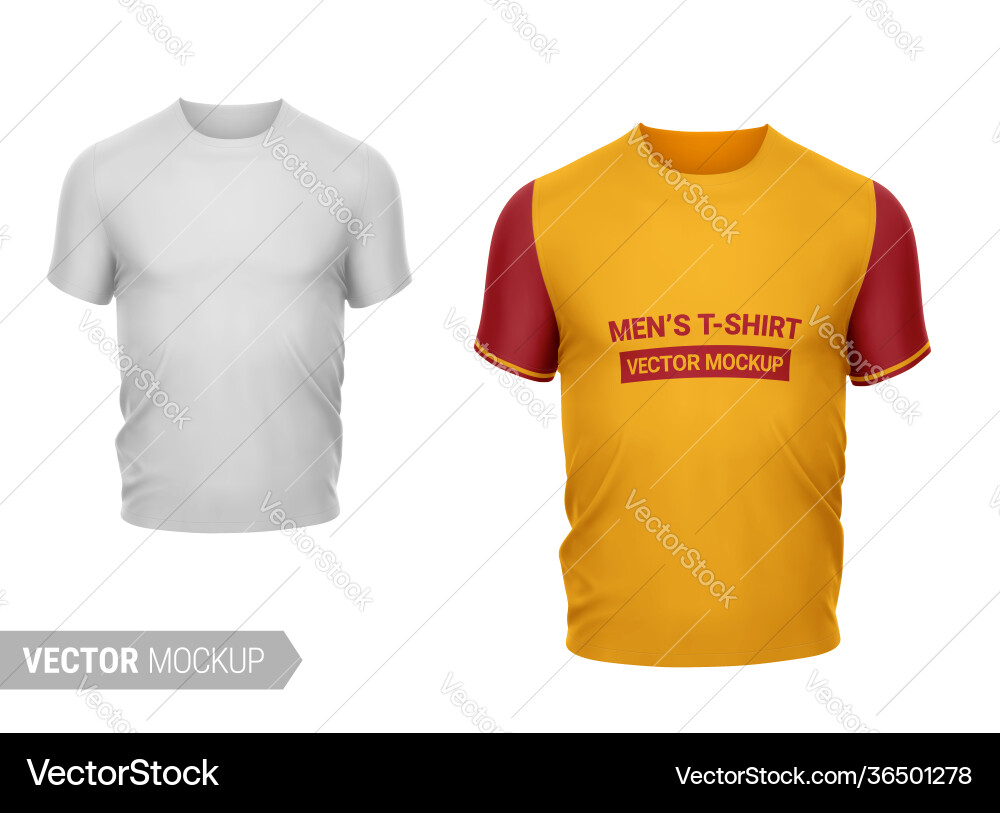 White mens t-shirt with sample mockup Royalty Free Vector