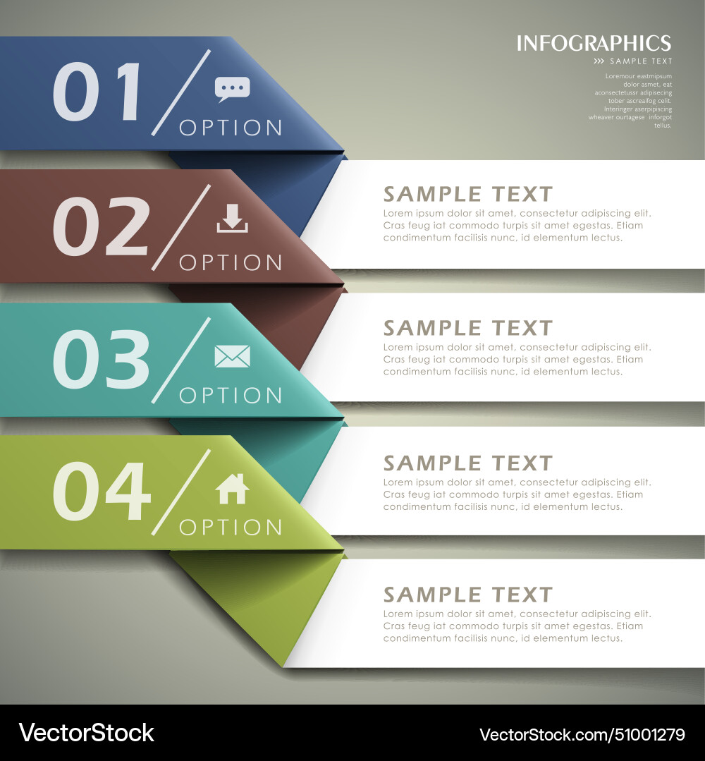 Abstract 3d origami paper infographics Royalty Free Vector