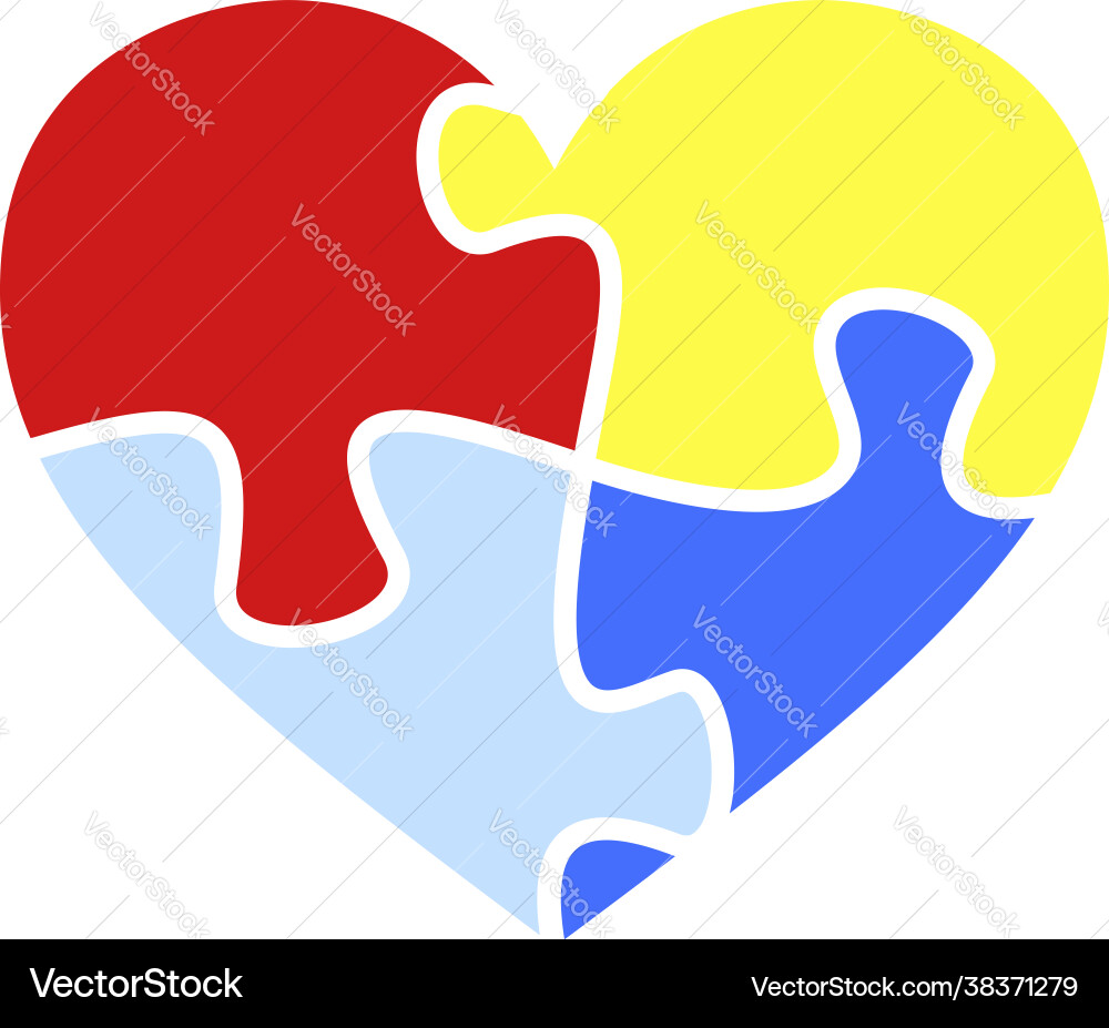 Autism awareness month symbol puzzle colored Vector Image