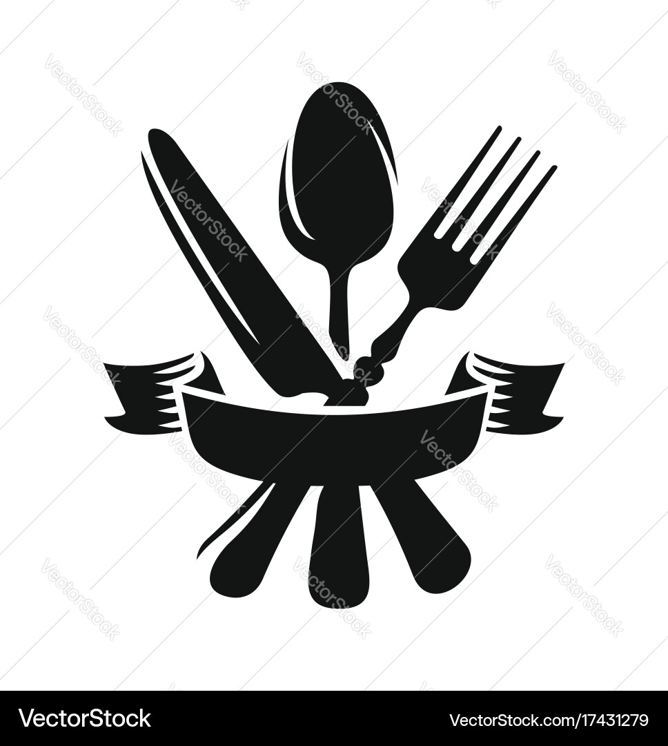 Black knife spoon and fork Royalty Free Vector Image