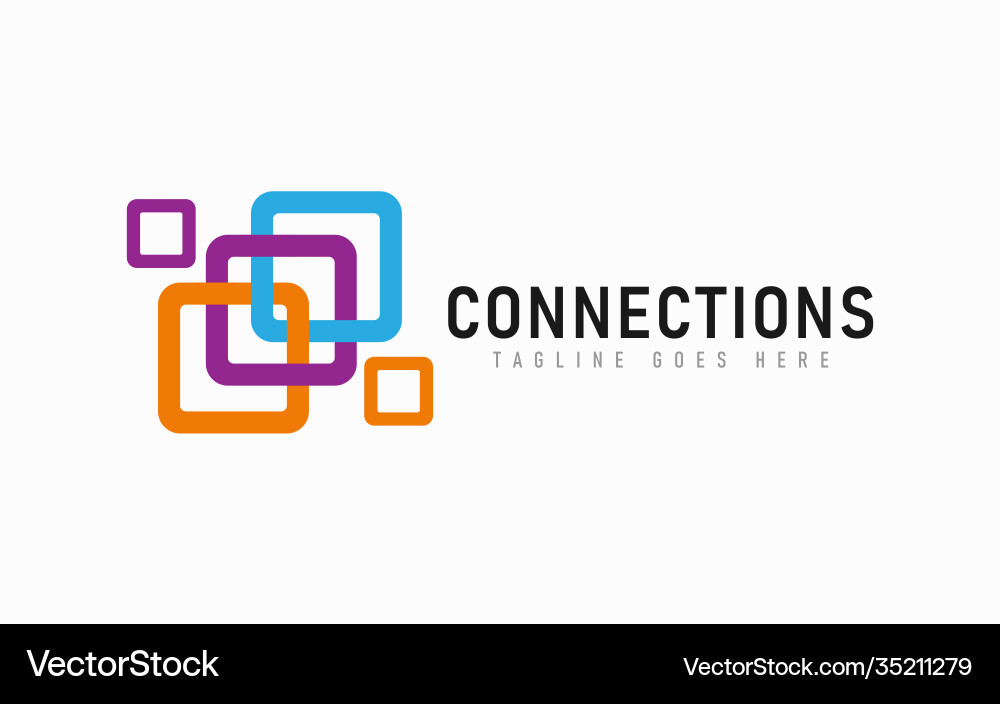 Colorful square connections tech logo design Vector Image