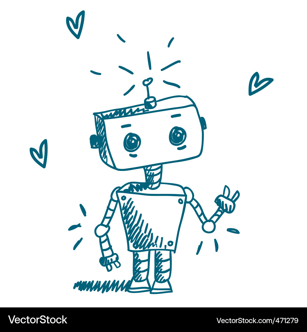 Cute Robot Doodle Royalty Free Vector Image - VectorStock