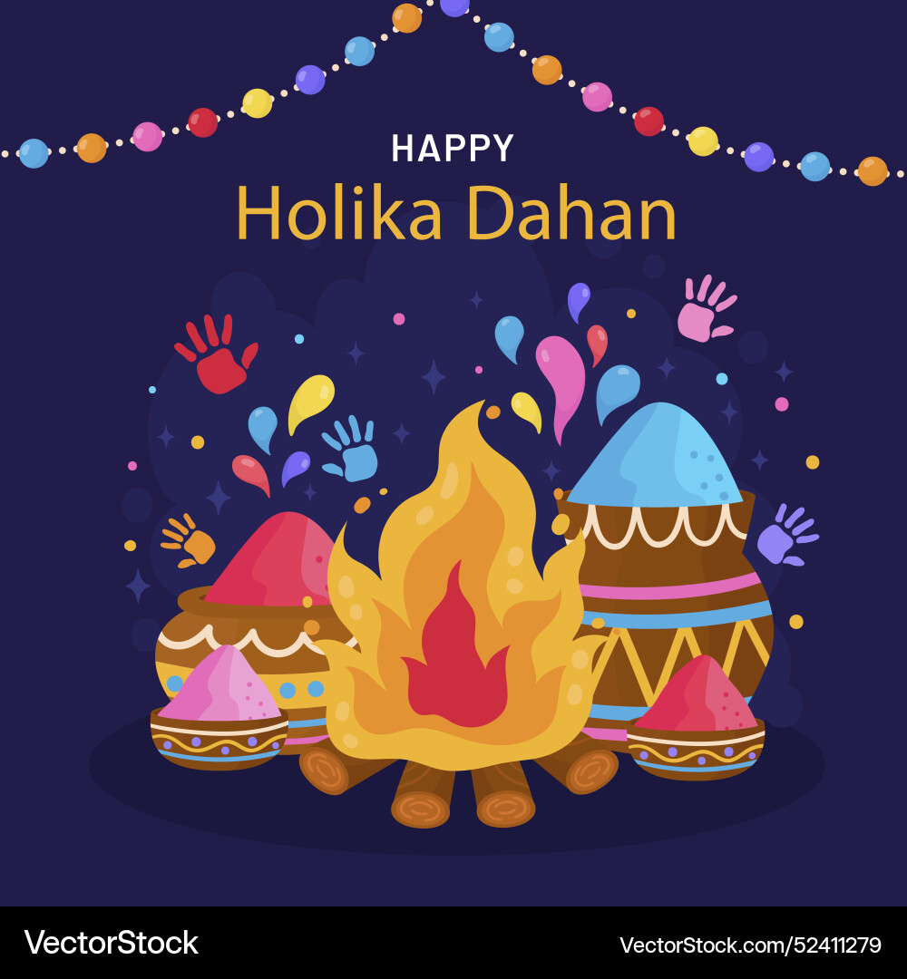 Flat holika dahan festival Royalty Free Vector Image