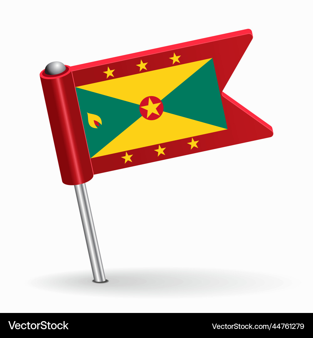 Grenada flag map pointer layout Royalty Free Vector Image