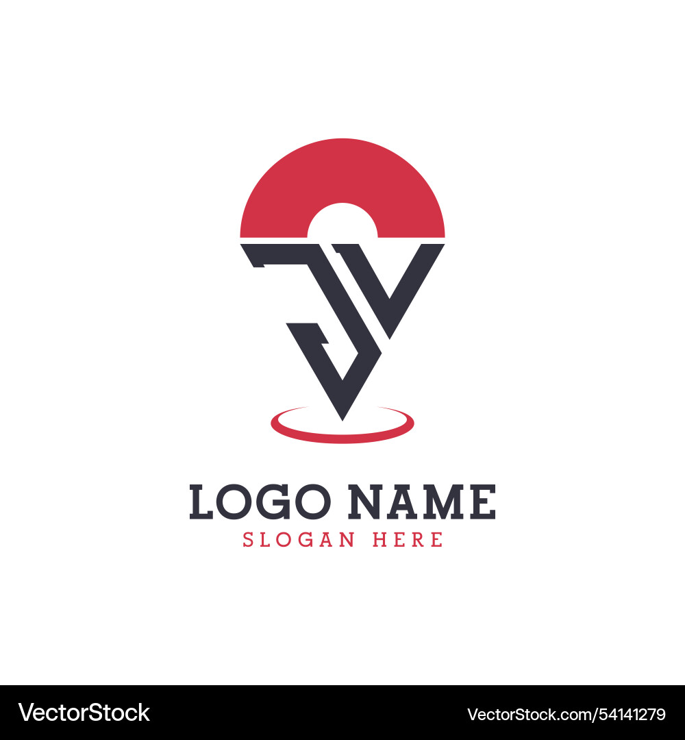 Jv location icon design modern jv pinpoint logo Vector Image