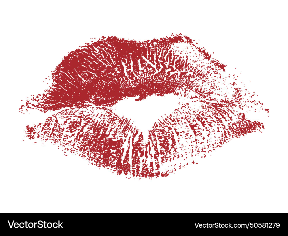 Lips red lipstick kiss Royalty Free Vector Image