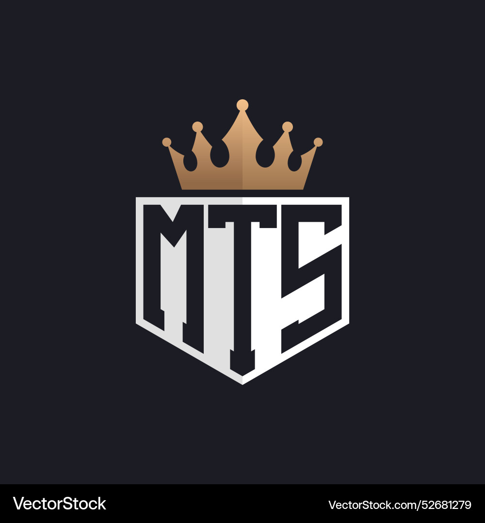 Luxury mts logo with crown elegant initials Vector Image