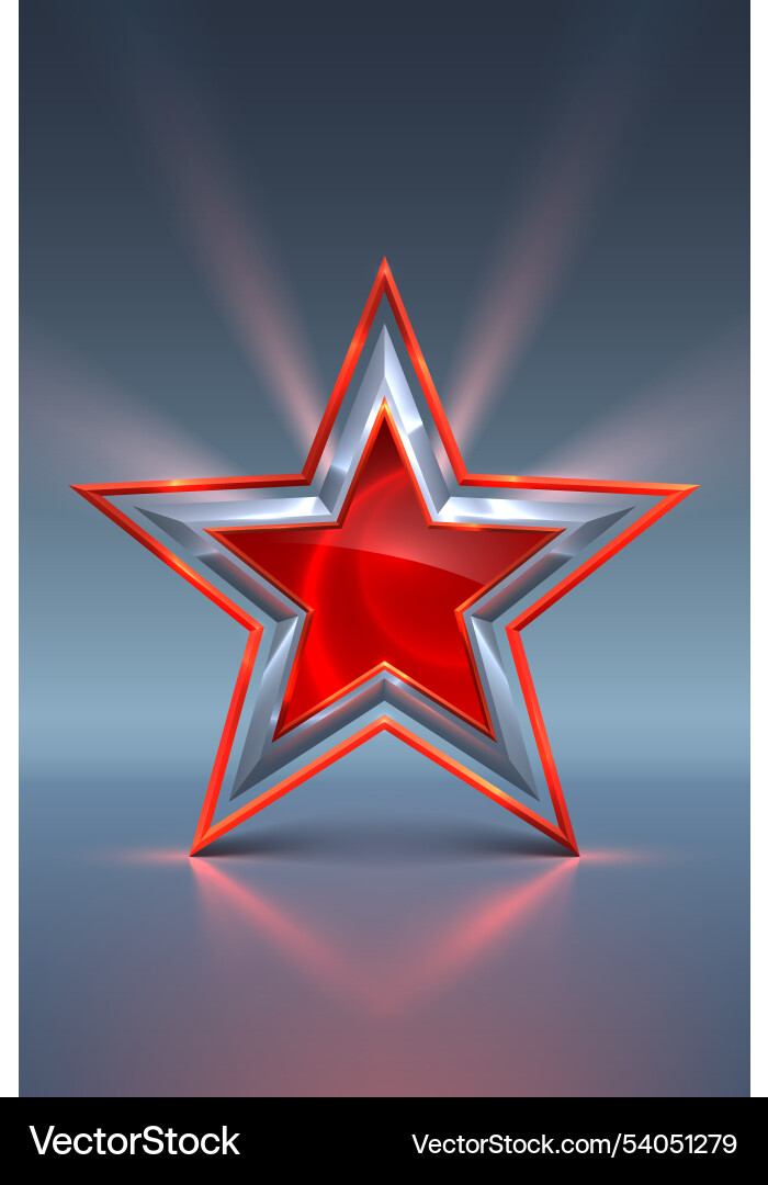 Red and silver star shape with light effect Vector Image