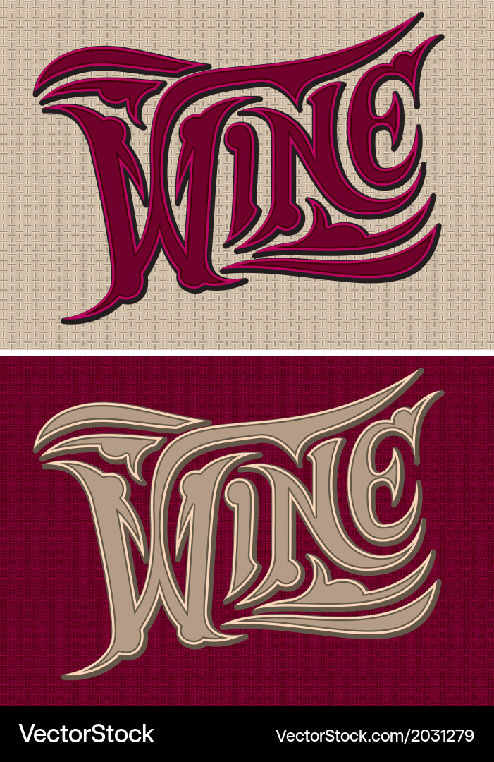 Set of two calligraphic inscriptions wine Vector Image