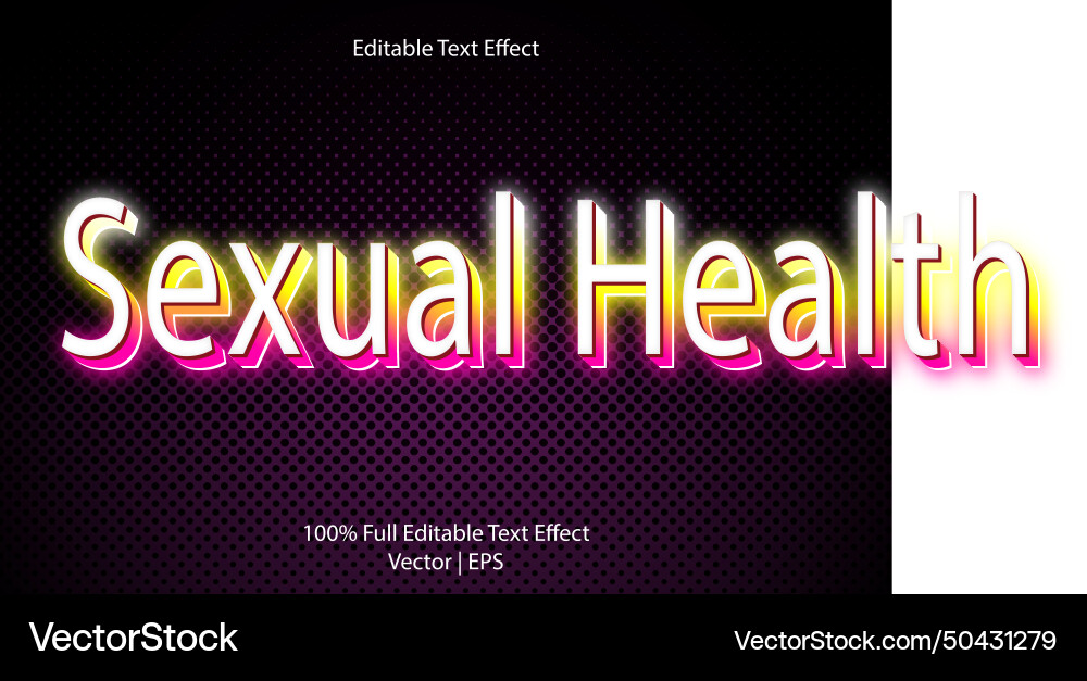 Sexual health editable text effect 3 dimension Vector Image