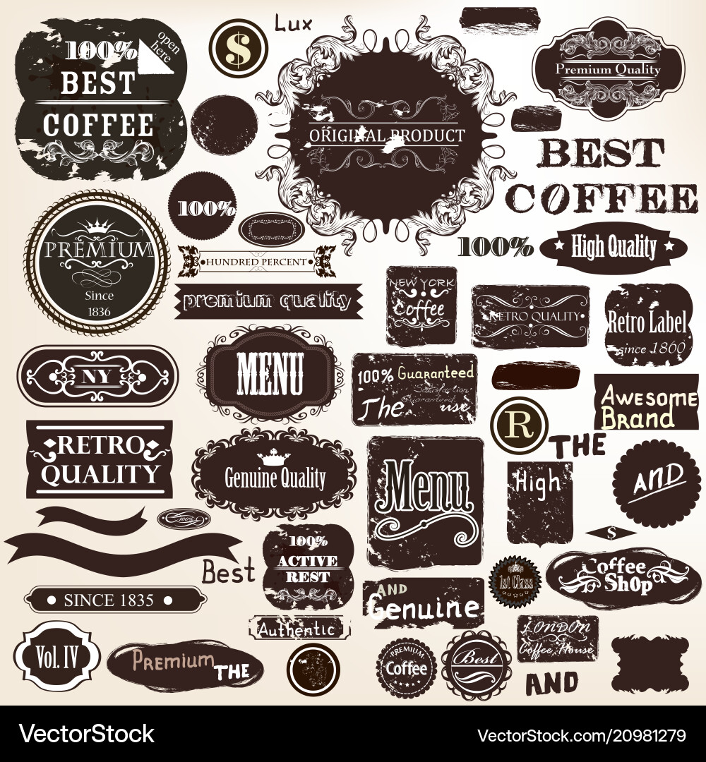 Vintage Label Set - Premium Grunge Royalty Free Vector Image