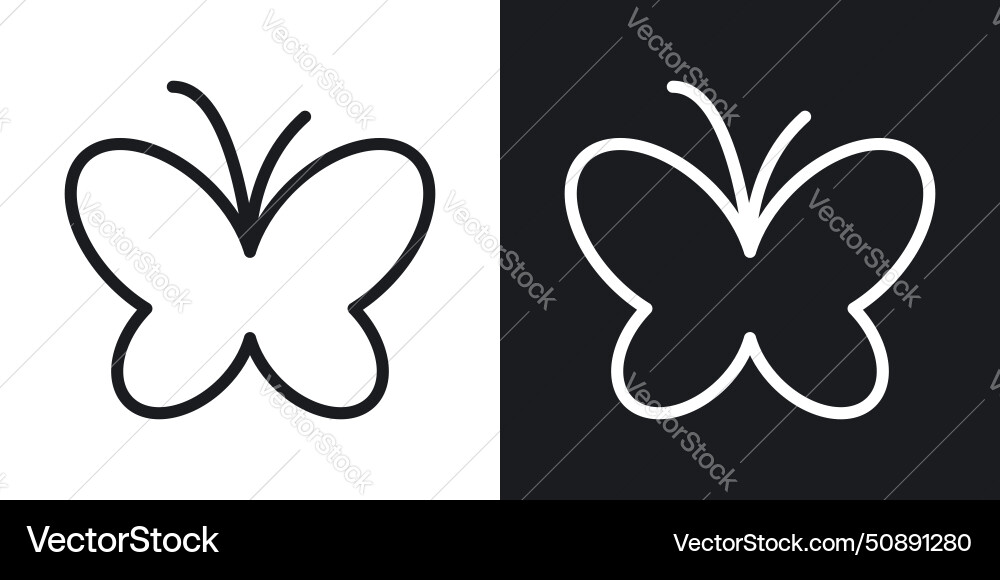 Butterfly icon set flying outline symbol Vector Image