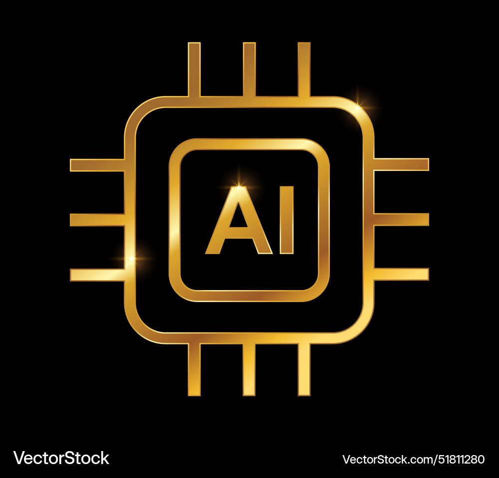 Golden artificial intelligence logo icon – Royalty-Free Vector ...