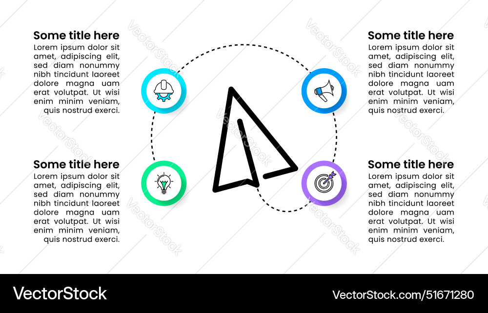 Infographic template paper plane with line and 4 Vector Image