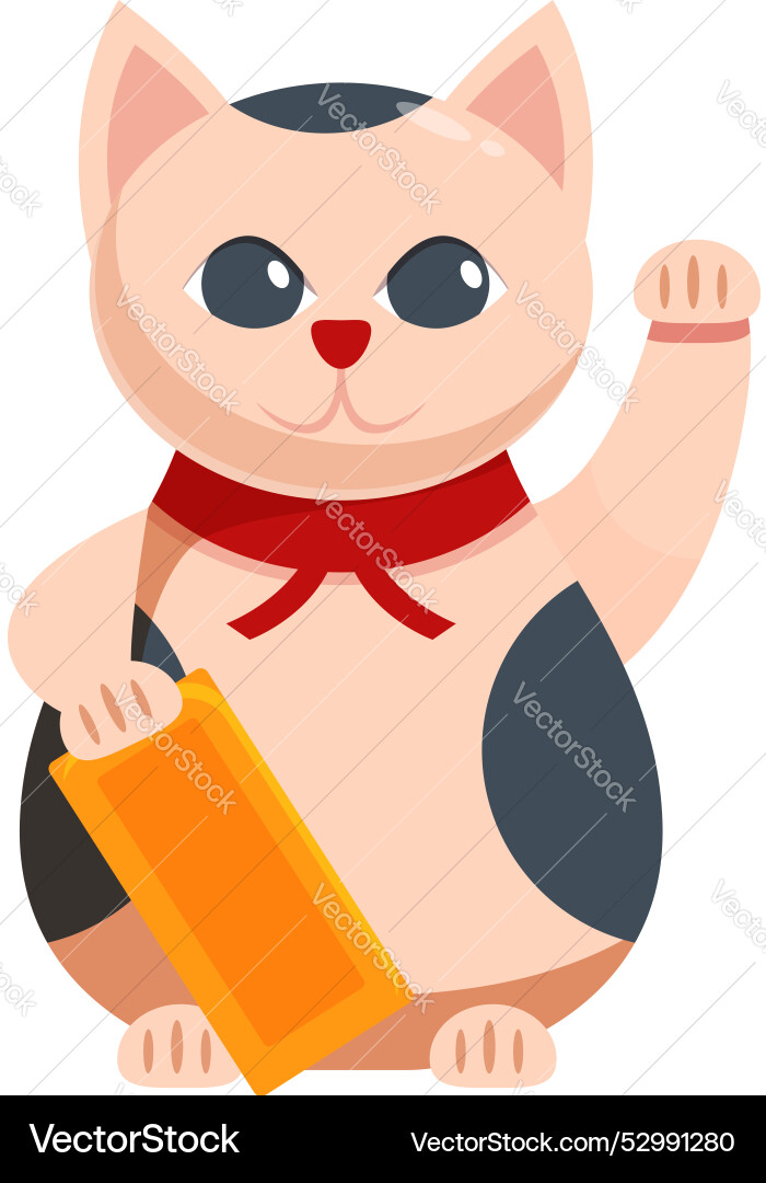 Japanese lucky cat maneki neko holding a golden Vector Image