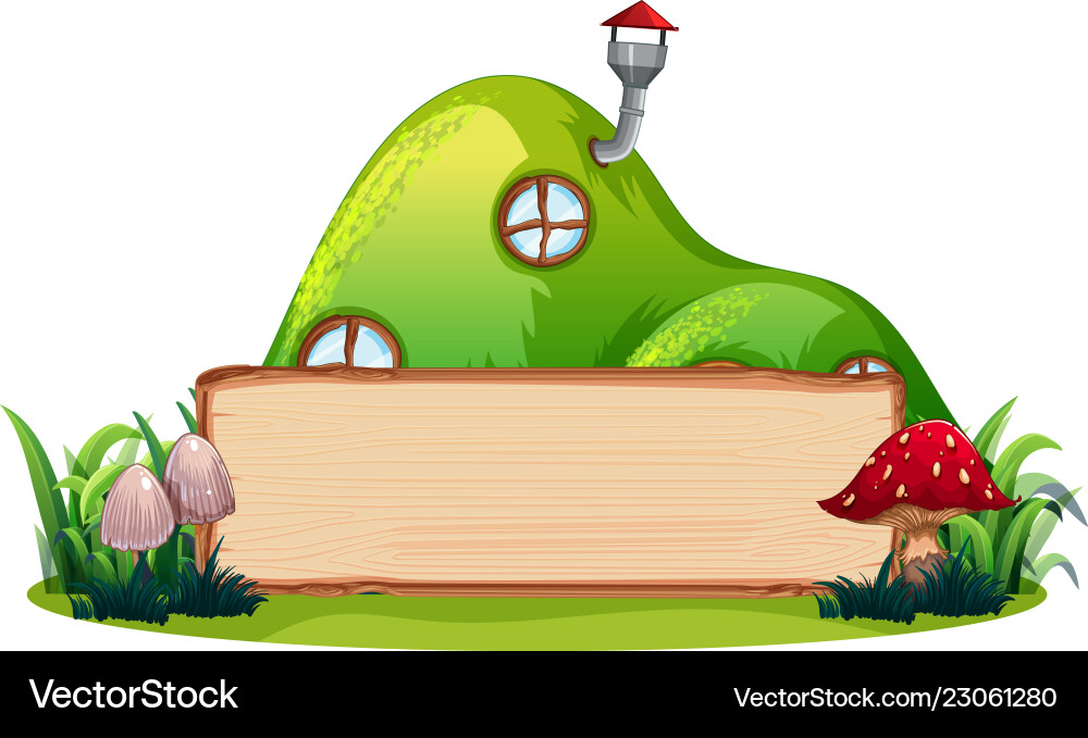 Magic house and wooden banner Royalty Free Vector Image