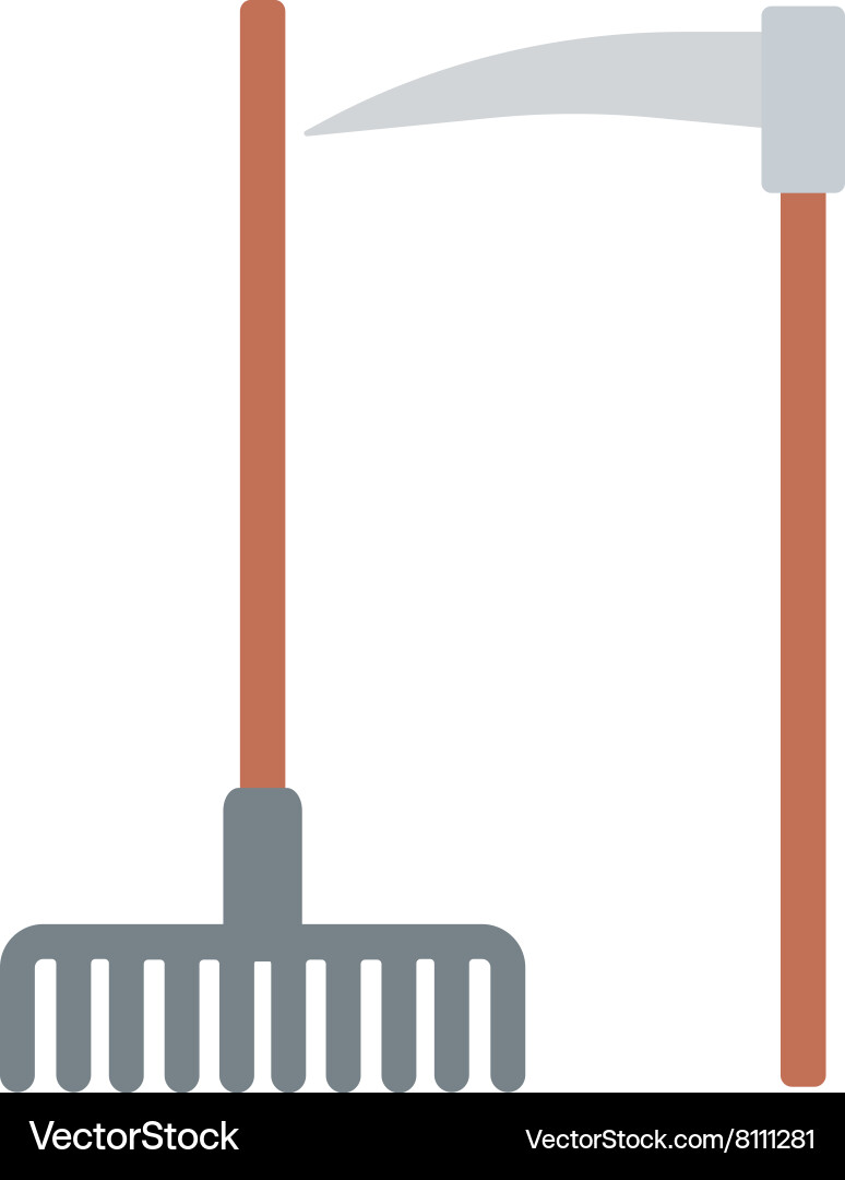 Agricultural rake and scythe Royalty Free Vector Image