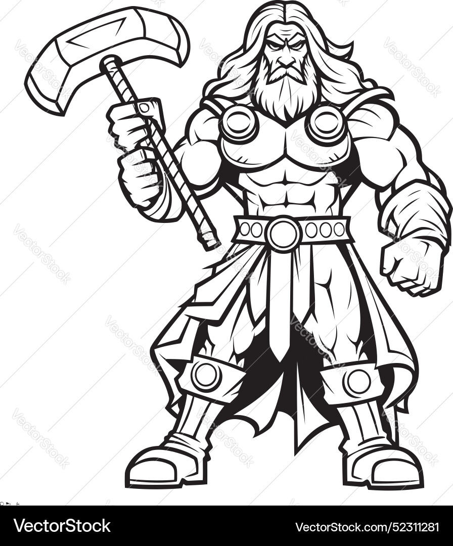 Axe avenger long haired superhero logo blade Vector Image