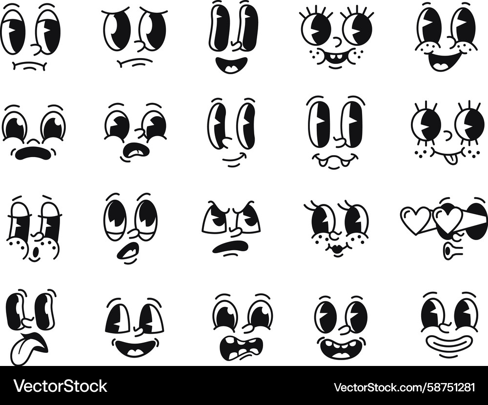 Cute Cartoon Faces - Emoji Expressions Royalty Free Vector