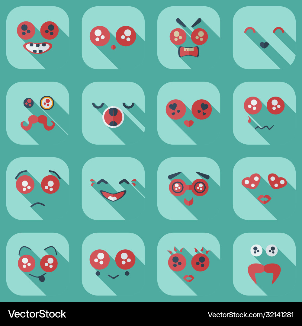 Flat concept set modern design with shadow smiley Vector Image