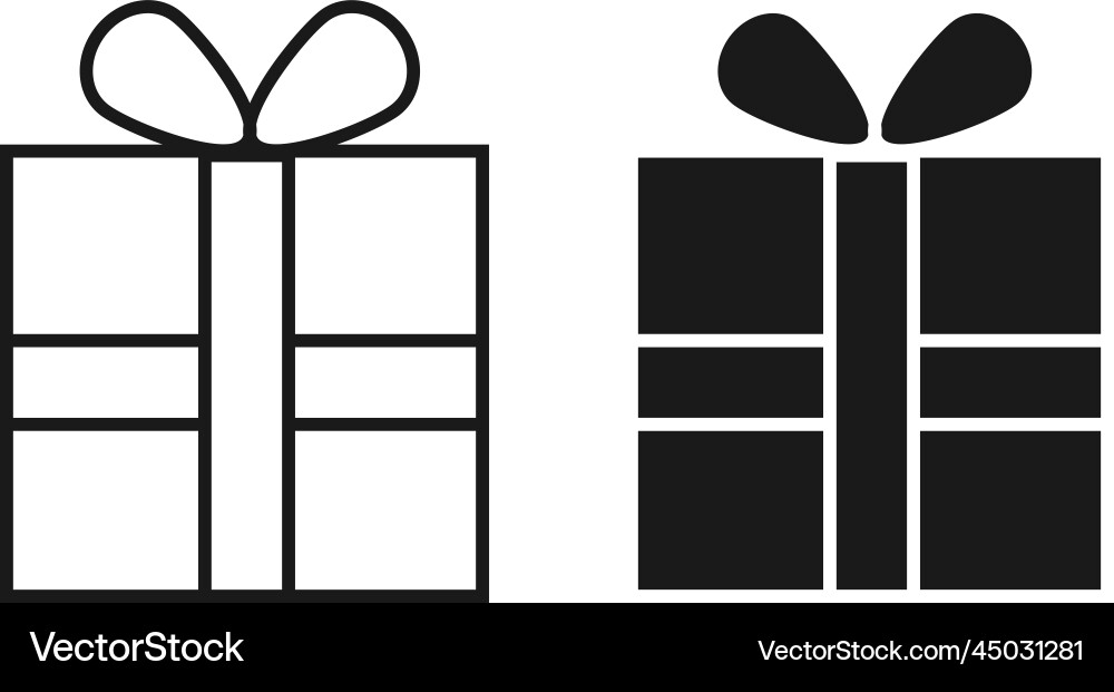Gift box icons black and white present Royalty Free Vector