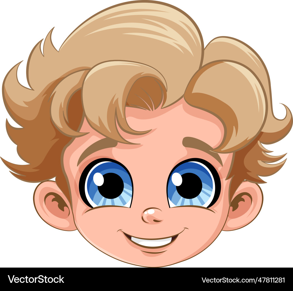 Happy Boy Kopf Cartoon Lizenzfreies Vektorbild