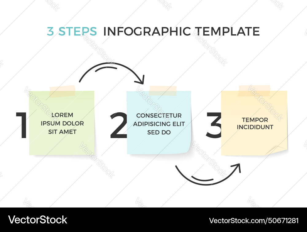 Infographic template with 3 steps paper notes Vector Image
