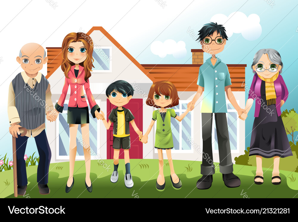 Multi generation family Royalty Free Vector Image
