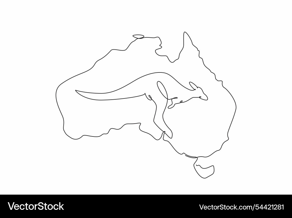 Single continuous line drawing kangaroo Royalty Free Vector