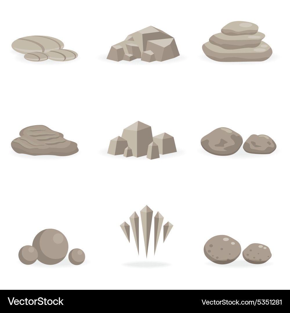 Stone Rocks and Pebbles Collection Royalty Free Vector Image