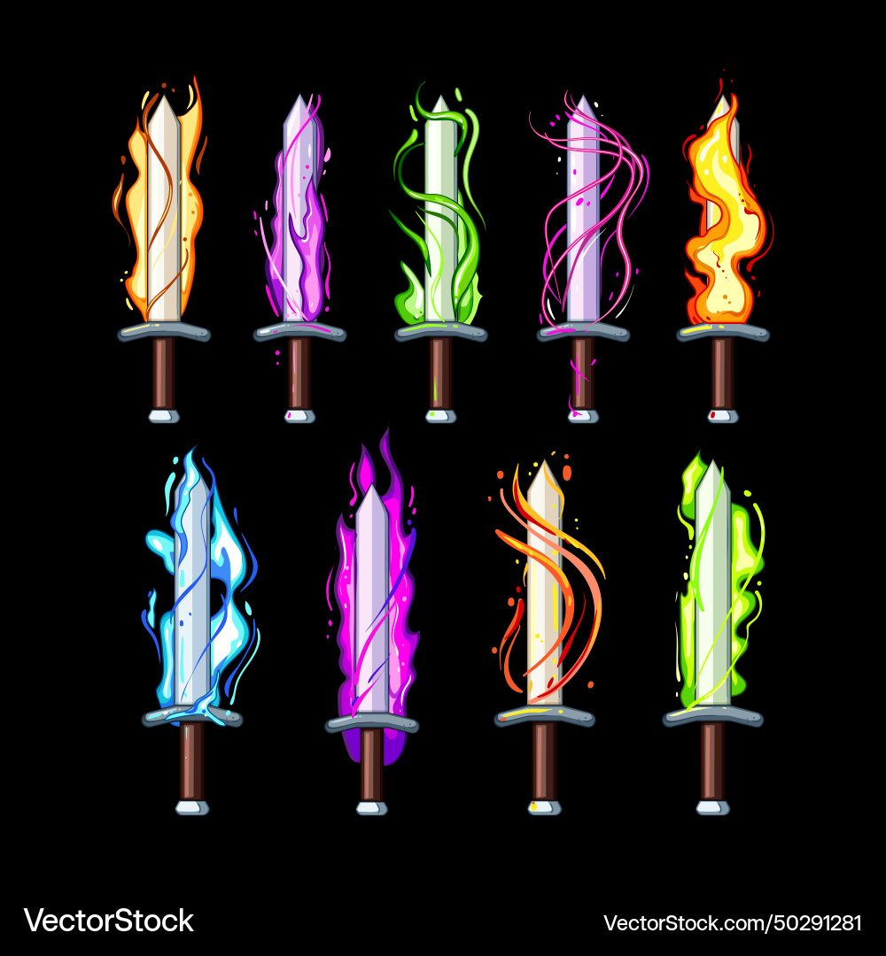 Sword effect set cartoon Royalty Free Vector Image