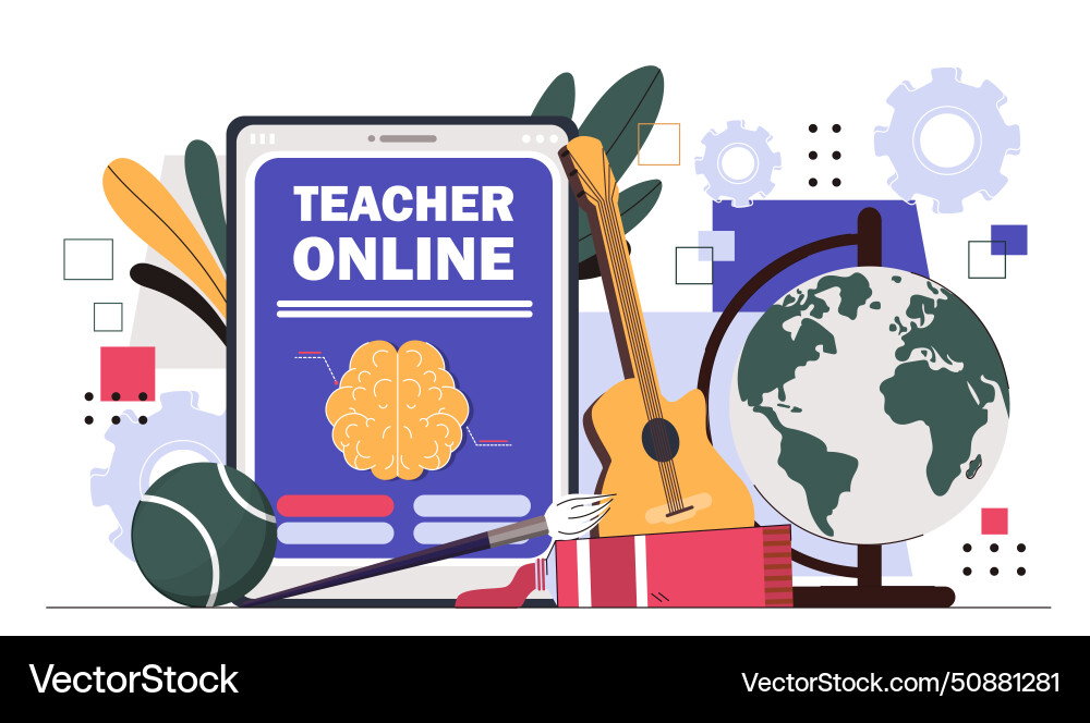 Teacher online service concept Royalty Free Vector Image