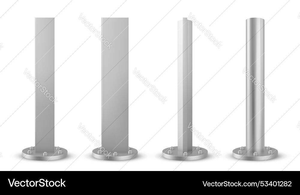 3d metal pole base of different shape Royalty Free Vector