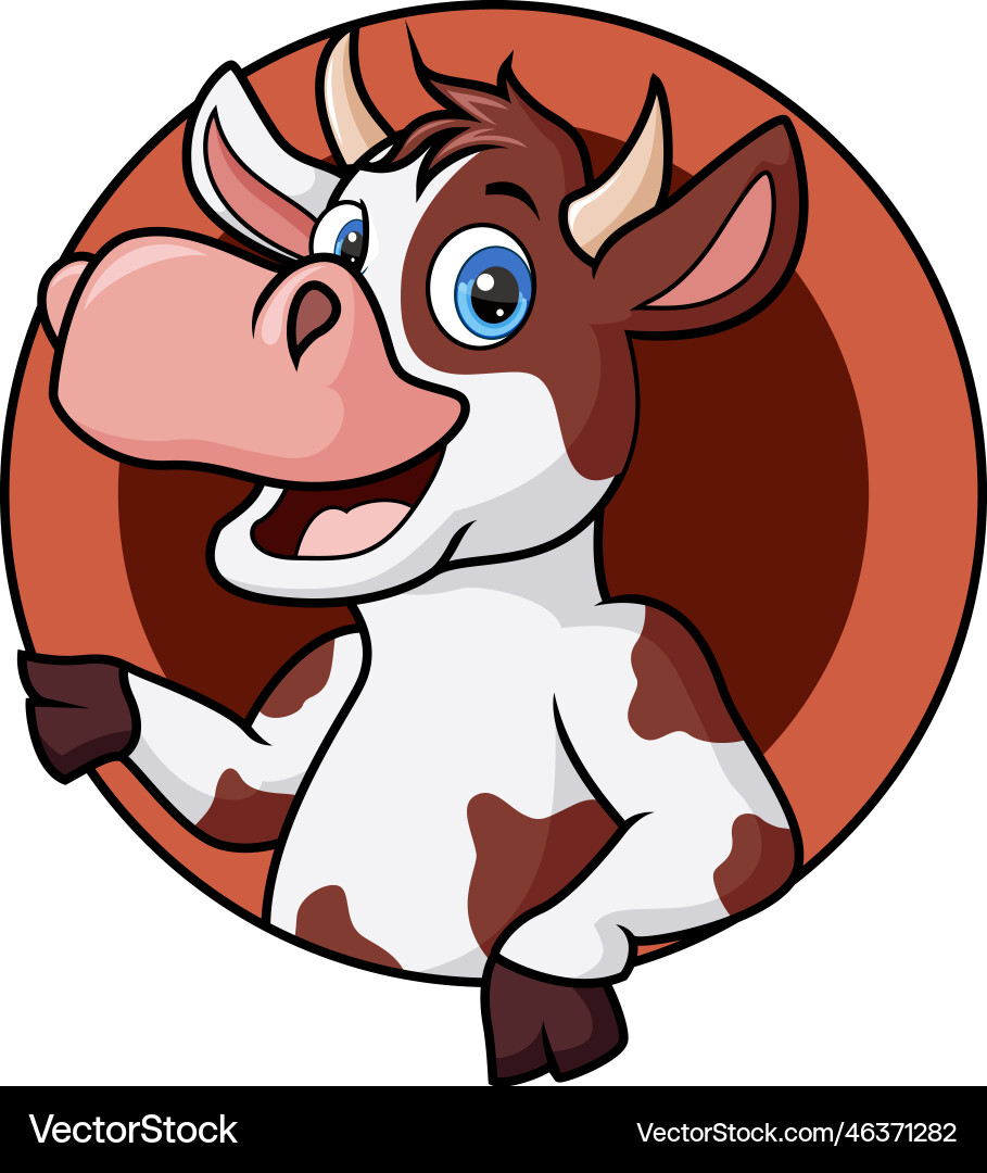 Cute happy cow cartoon with frames Royalty Free Vector Image