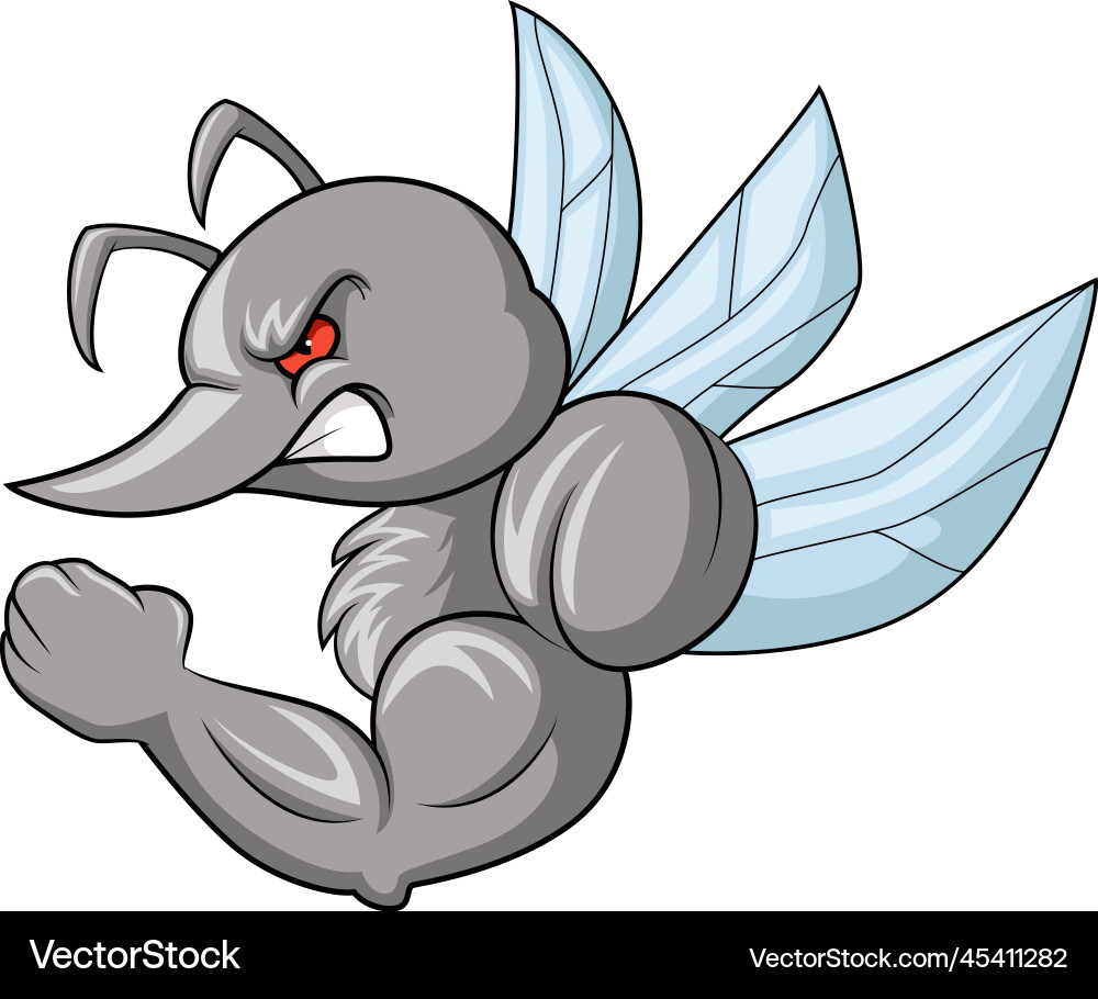 Cute strong hornet cartoon character Royalty Free Vector