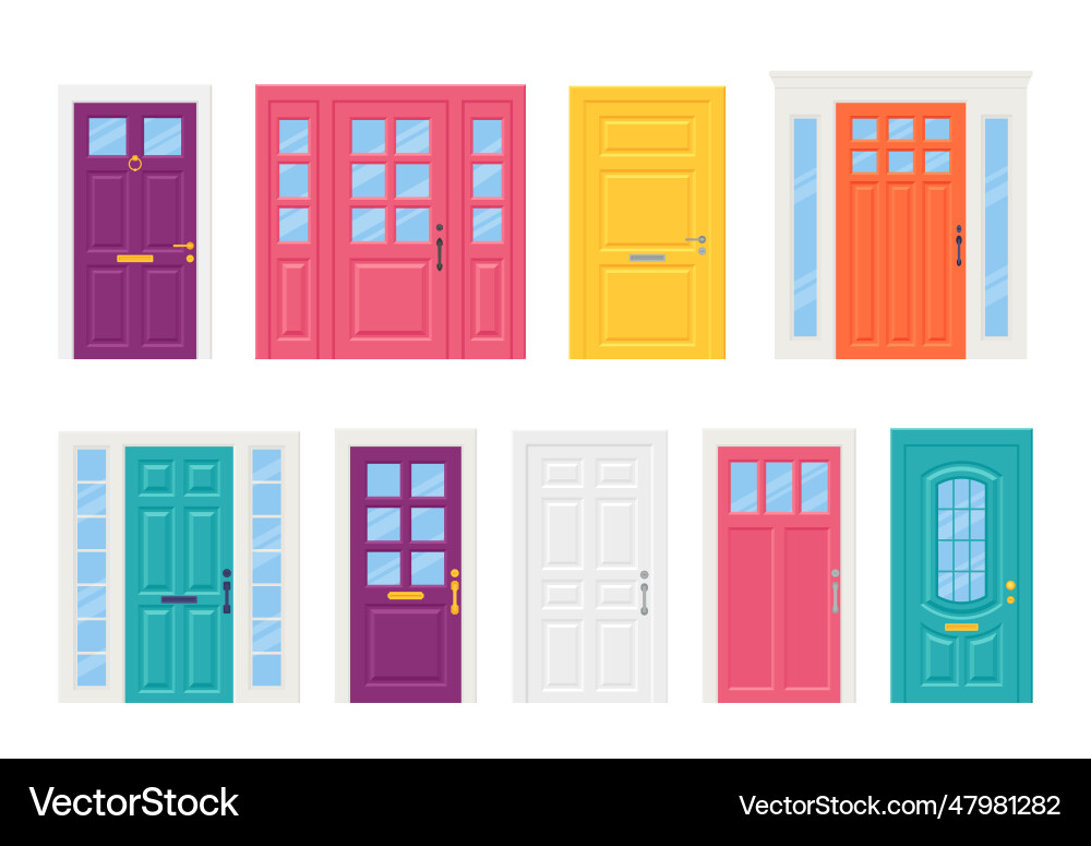 Front door doorway in flat design Royalty Free Vector Image