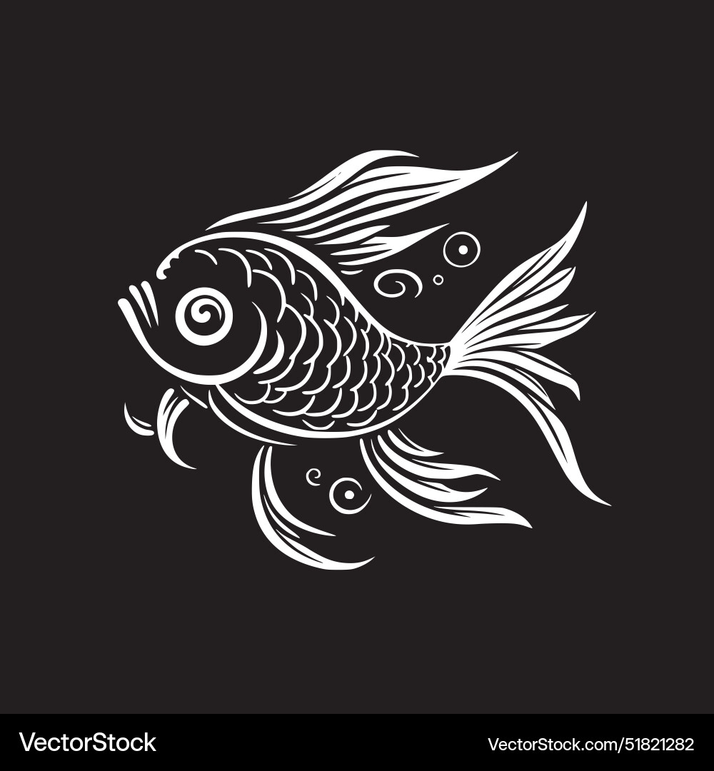 Goldfish - black and white Royalty Free Vector Image